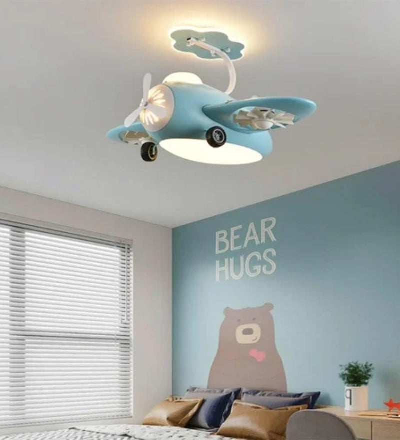 Blue AeroPlay Kids' Chandelier Fan – Modern Aircraft Ceiling Light wit ...